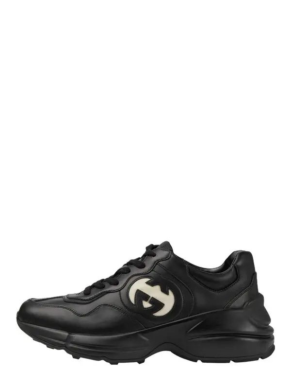 Gucci Rhyton Leather Sneakers - Black/white