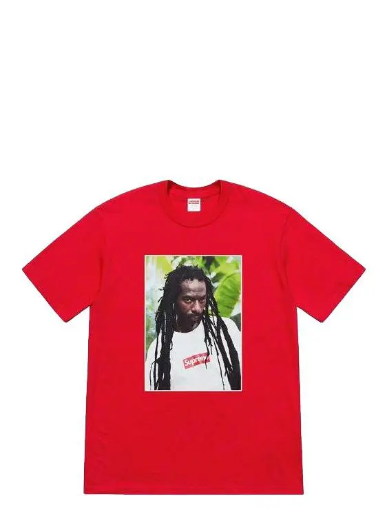 Supreme Ss19 Buju Banton Tee Reggae Character Printing Short Sleeve - Red