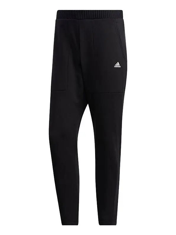 Adidas Solid Color Casual Running Sports Fleece Lined Long Pants - Black
