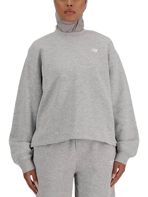 NEW BALANCE Linear Heritage Brushed Back Fleece Crewneck Sweatshirt - Grey