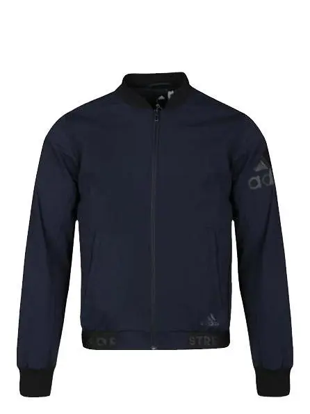 Adidas Logo Printing Baseball Aviator Jacket - Blue