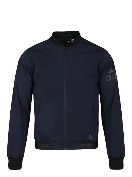 Adidas Logo Printing Baseball Aviator Jacket - Blue