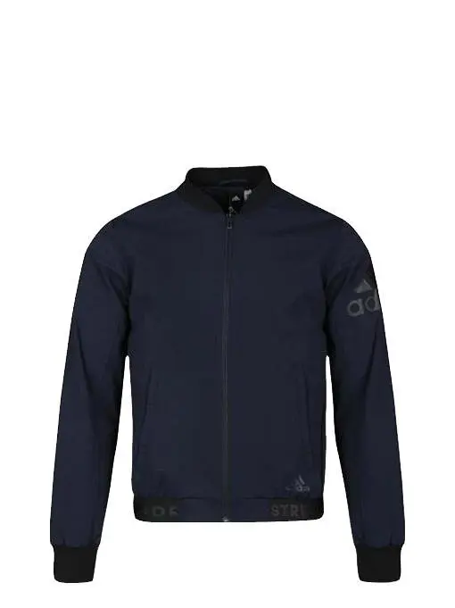 Adidas Logo Printing Baseball Aviator Jacket - Blue