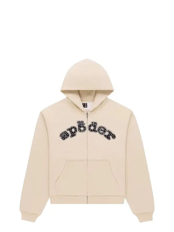 SP5DER Mixed Stone Og V2 Zip Hoodie - Cream