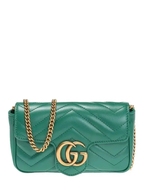 Gucci Gg Marmont Quilted Leather Super Mini Shoulder Bag - Green