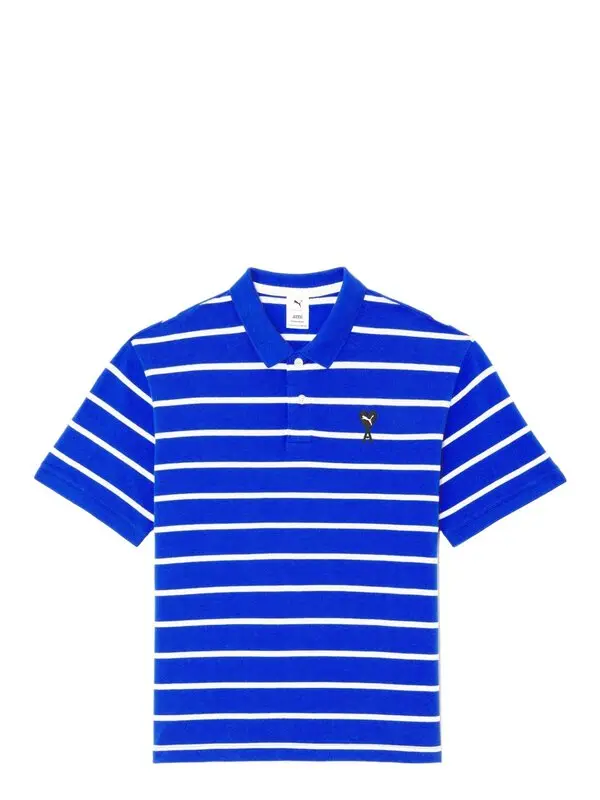 PUMA X Ami Short Sleeve Polo Shirt 'blue - Blue/white