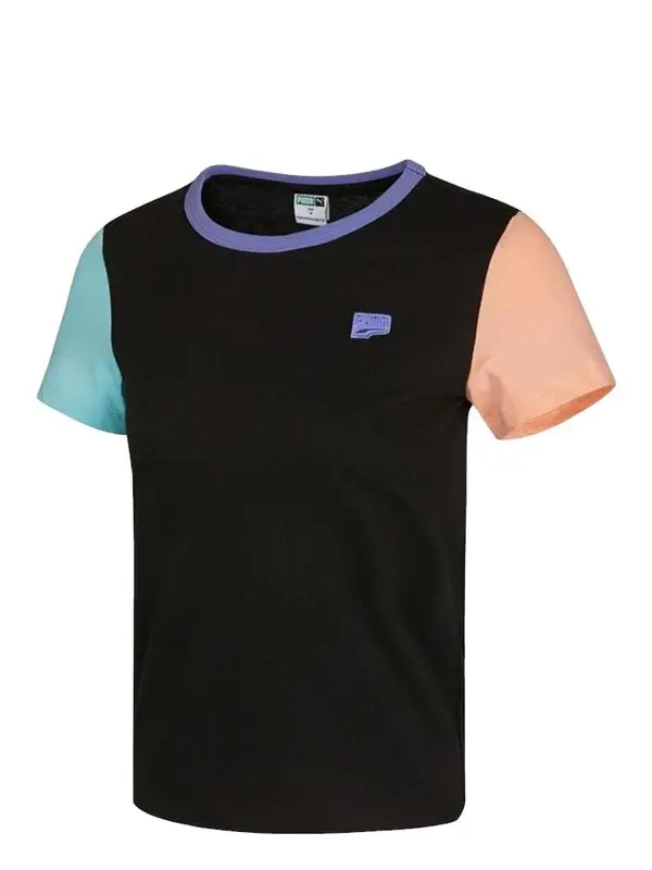 PUMA Casual Colorblock Round Neck Short Sleeve Shirt - Default Color