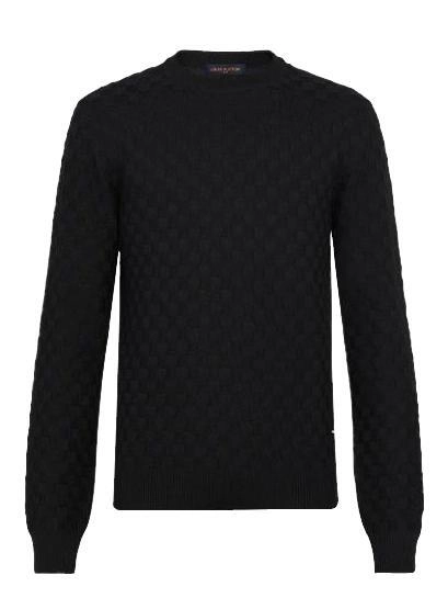 LOUIS VUITTON Solid Color Round Neck Long Sleeve Knit - Black