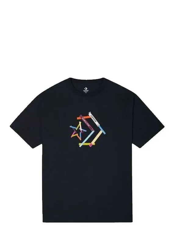 CONVERSE Star Chevron Printing Sports Round Neck Short Sleeve T-shirt Asia Sizing - Black