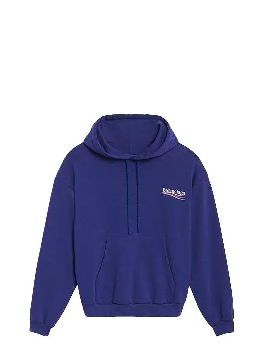 Balenciaga Logo Cotton Hoodie - Blue