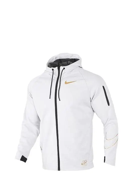 Nike Logo Printing Plus Fleece Hooded Jacket - White