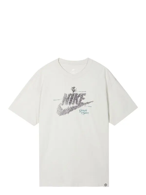 Nike Plant Flowers Logo Printing Sports Round Neck Short Sleeve Light Bone T-shirt - Default Color