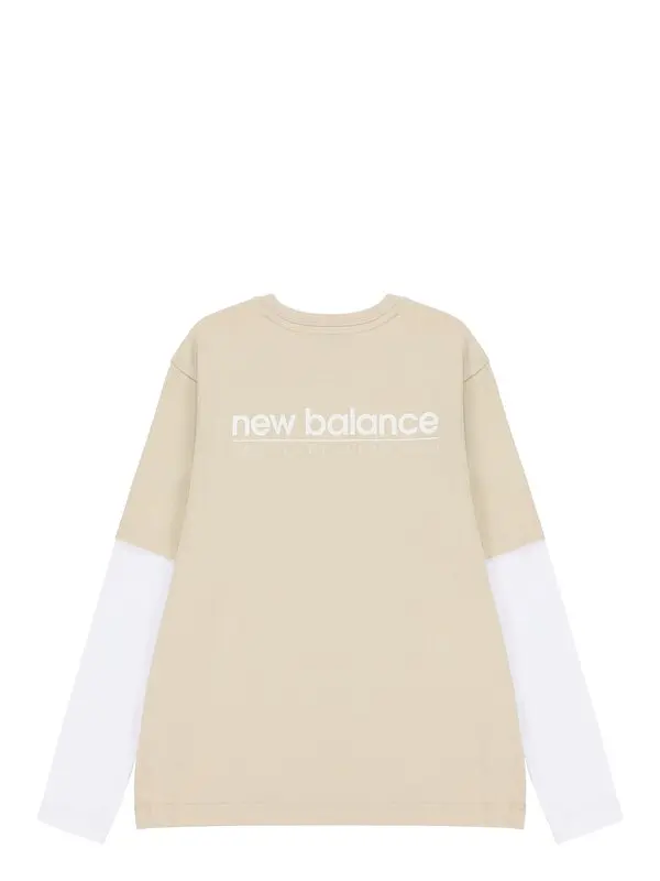 NEW BALANCE Contrasting Colors Sports Round Neck Pullover Apricot Color T-shirt - Tan