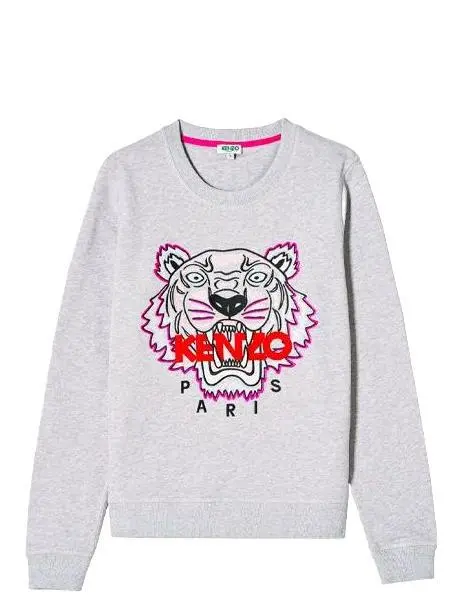 Kenzo Tiger Head Embroidery Crewneck Sweatshirt - Grey