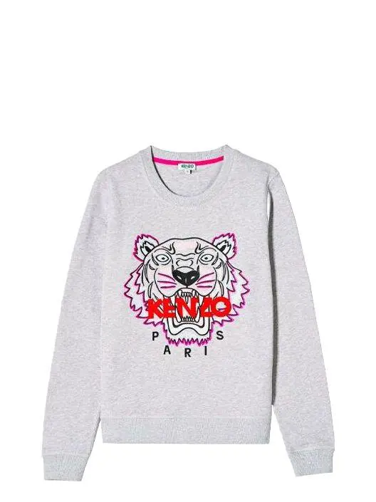 Kenzo Tiger Head Embroidery Crewneck Sweatshirt - Grey