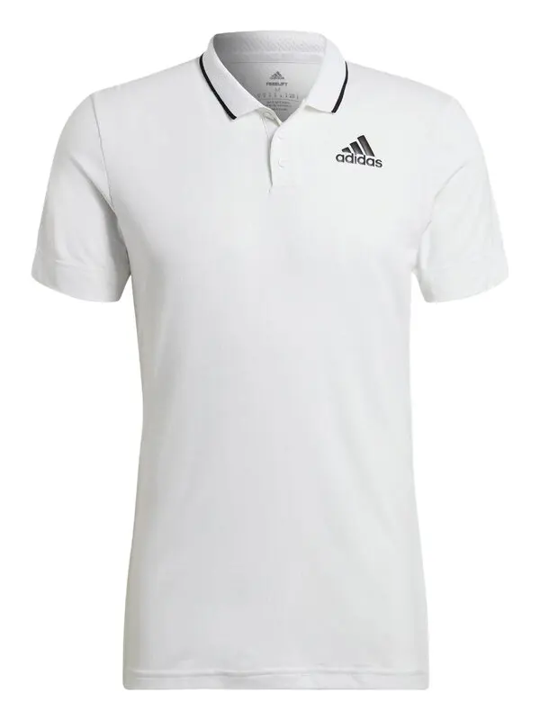 Adidas Gameset Solid Color Logo Micro Mark Tennis Sports Short Sleeve Polo Shirt White - Multi-color