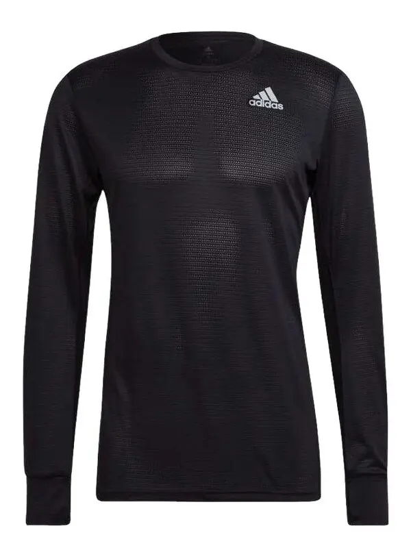 Adidas Solid Color Logo Printing Reflective Slim Fit Long Sleeves Black T-shirt - Multi-color