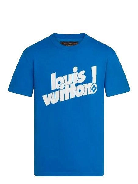 LOUIS VUITTON Fw21 Round Neck Logo Alphabet Printing Classic Short Sleeve - Blue