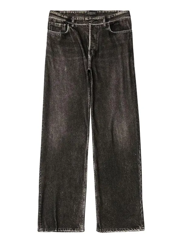 Balenciaga Wide Leg Trompe L'oeil Jeans - Black