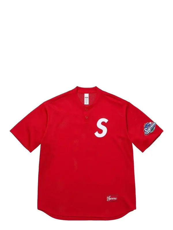 Supreme S Logo Baseball Henley - Red