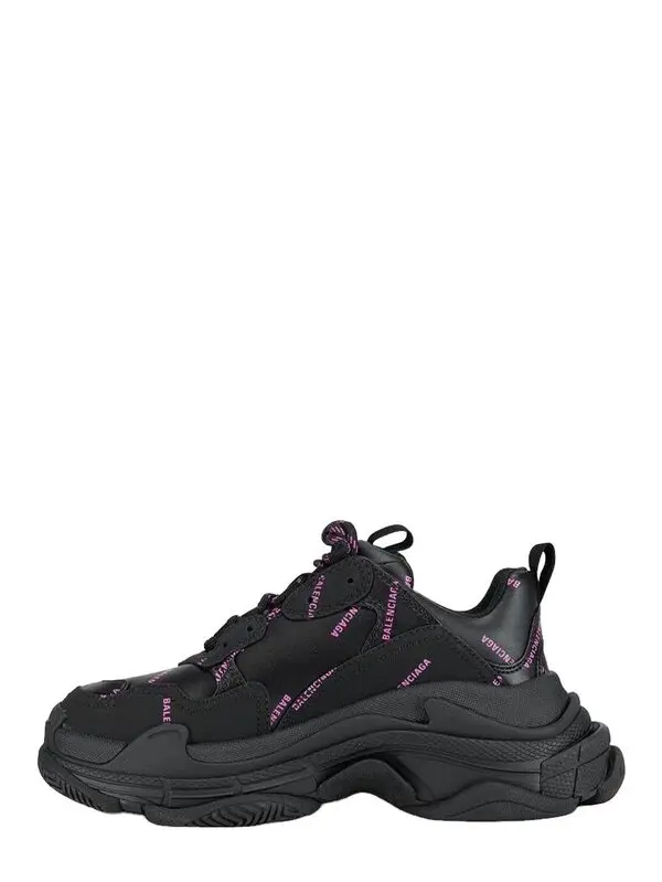 Balenciaga Triple S "all Over Logo" Sneakers - Black/pink