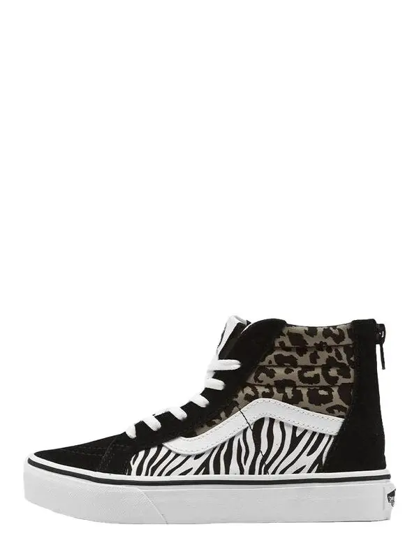 VANS Sk8-hi Zip Casual Gs Leopard Print High Top Sneakers - Blackleopard