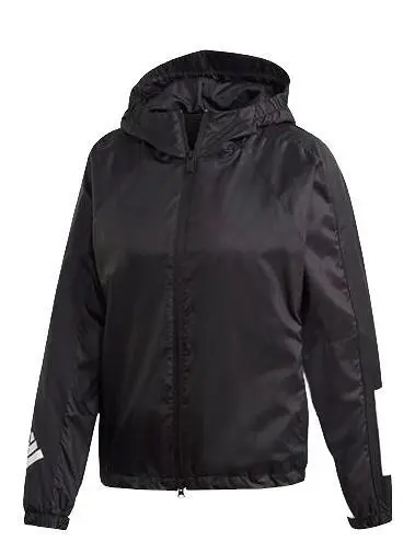 Adidas W.n.d. Letter Logo Applique Sports Hooded Jacket - Black