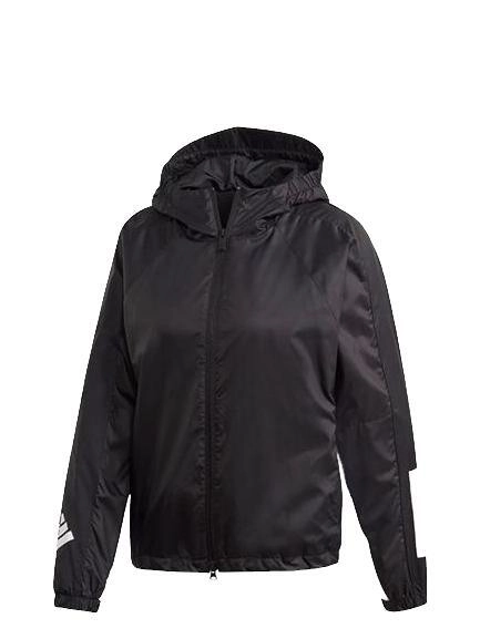 Adidas W.n.d. Letter Logo Applique Sports Hooded Jacket - Black