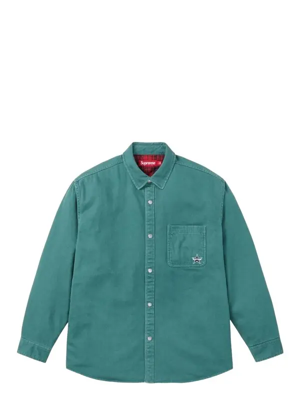 Supreme Quilted Lined Denim Snap Shirt - Dusty Teal
