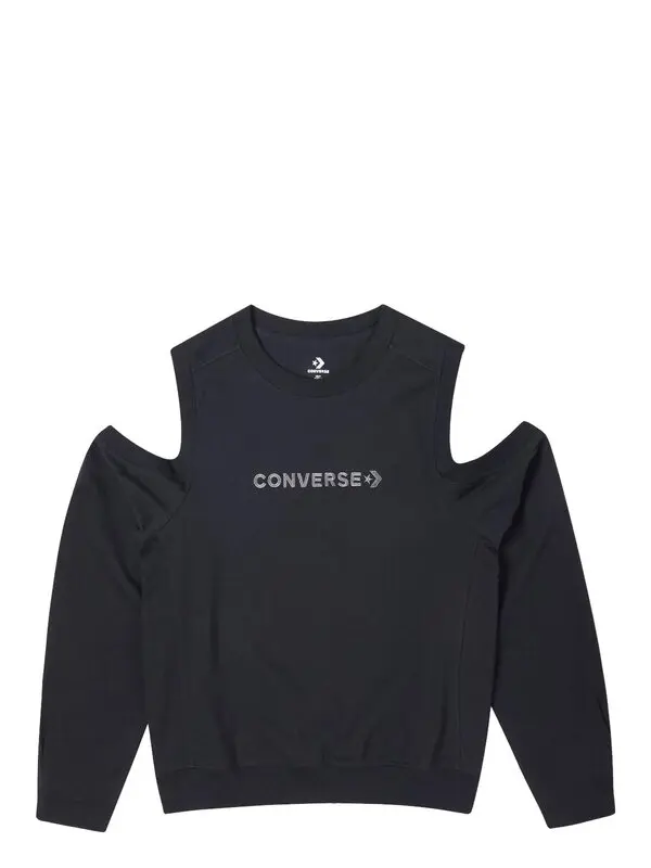 CONVERSE Twisted Knits Cold Shoulder Top - Black