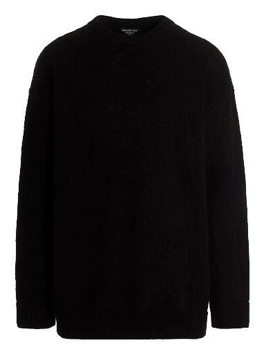 Balenciaga Jacquard Logo Knit Sweater - Black