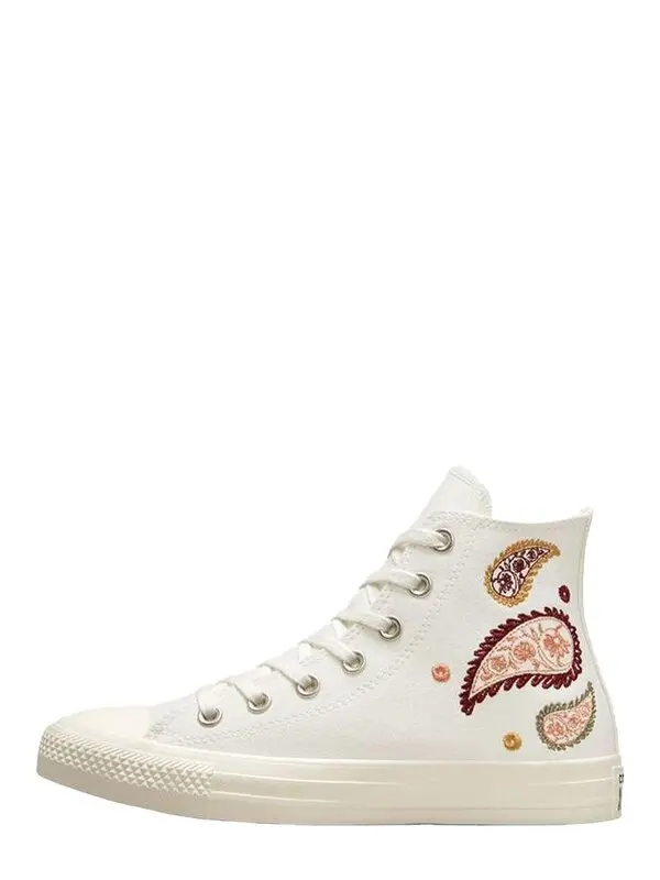 CONVERSE Chuck Taylor All Star High Top Sneakers With Paisley Embroidery - White/red