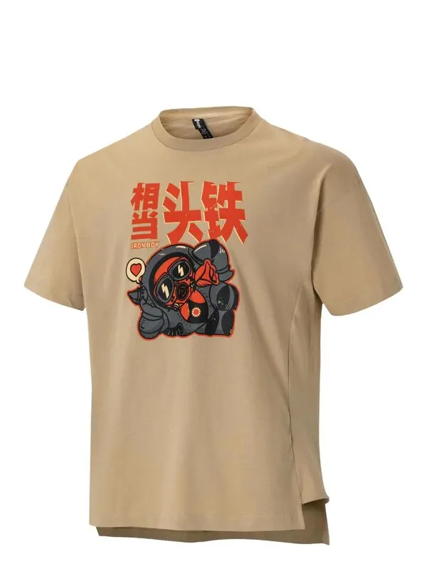 Adidas Neo Cartoon Astronaut Pattern Printing Athleisure Casual Sports Short Sleeve Brown T-shirt - Default Color