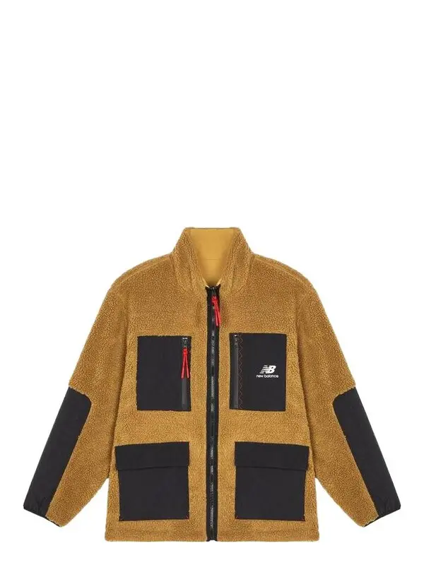 NEW BALANCE Reversible Lamb's Wool Stand Collar Jacket - Brown