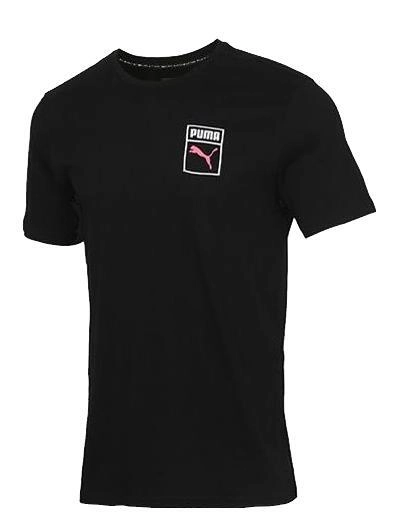 PUMA Graphic Box Logo Printed Short Sleeve Tee - Black