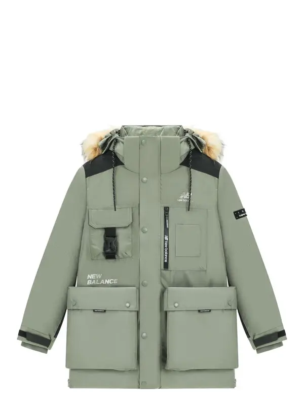 NEW BALANCE Logo Down Jacket - Green/black
