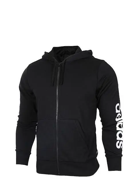 Adidas Essentials Linear Logo Zip Hoodie - Black
