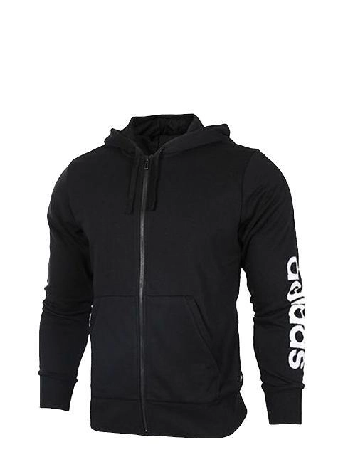 Adidas Essentials Linear Logo Zip Hoodie - Black