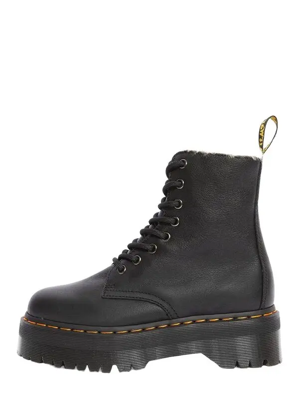 Dr. Martens Jadon Faux Fur Lined Leather Platform Combat Boots - Black