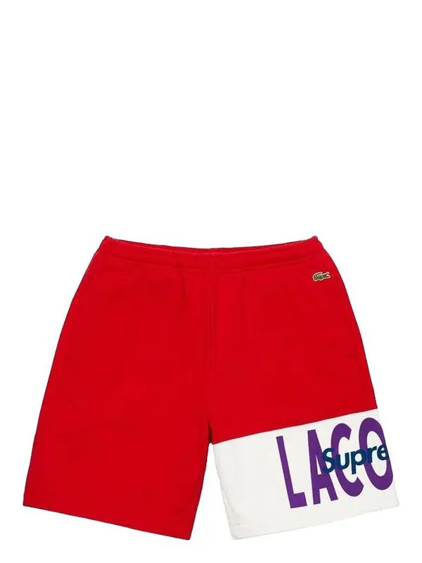 Supreme Fw19 Week 5 X Lacoste Logo Panel Sweatshort - Red