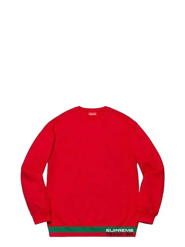 Supreme Rib Stripe Crewneck - Red
