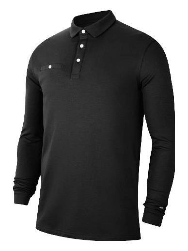 Nike Dri-fit Player Golf Lapel Long Sleeves Polo Shirt - Black