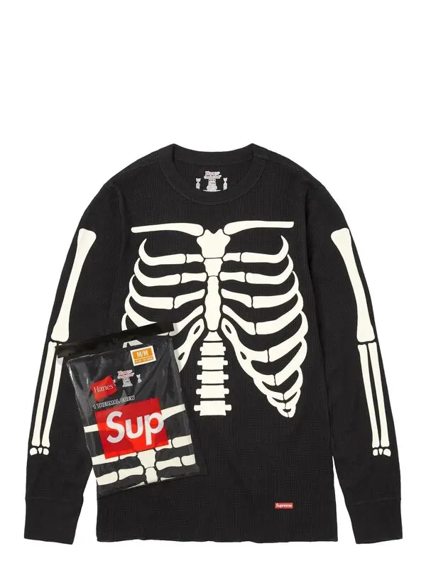 Supreme X Hanes Bones Thermal Crew - Black