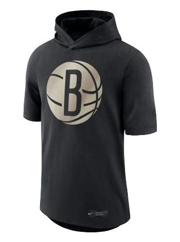 Nike Brooklyn Nets Courtside Nba Hooded Short Sleeve - Black