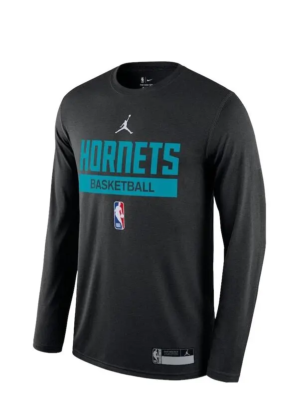 JORDAN X Nba Charlotte Hornets 22-23 Practice Performance Long Sleeve T-shirt - Black