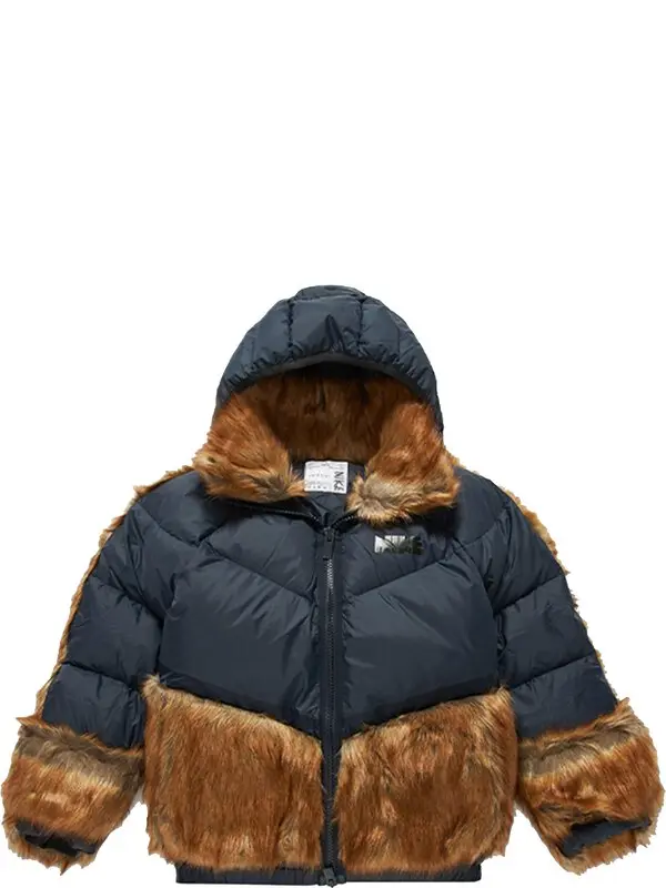 Nike X Sacai Down Parka With Fur Accents - Dark Obsidian