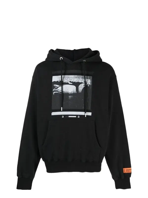 Heron Preston Graphic Print Hoodie - Black