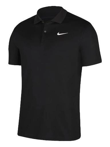 Nike Dri-fit Slim Fit Version Golf Lapel Short Sleeve Polo Shirt - Black
