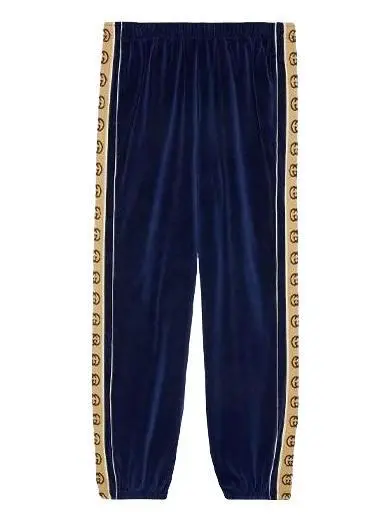 Gucci Velour Taped Oversized Track Pant - Blue