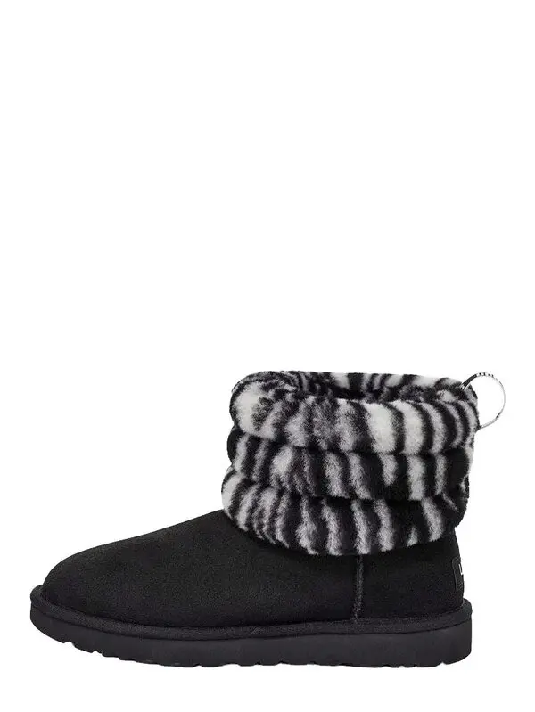 UGG Fluff Mini Quilted Leopard Zebra Boots - Black